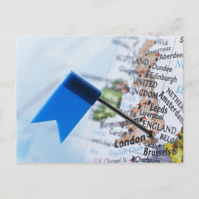 Map pin placed in London, UK on map, close-up Postcard | Zazzle