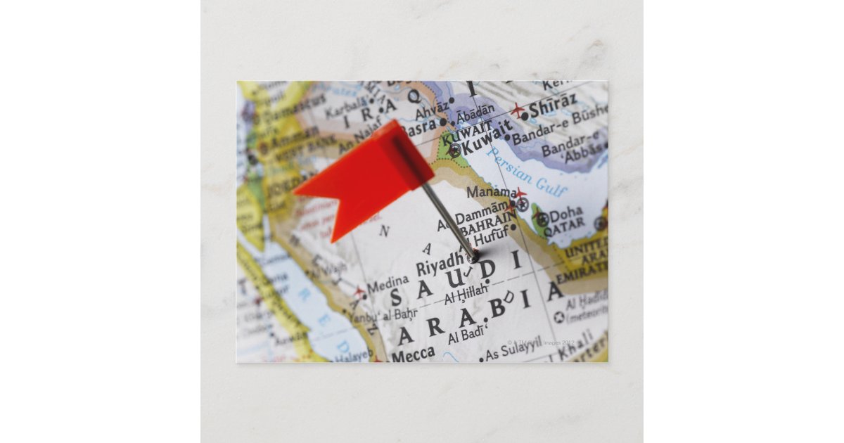 Map pin placed in Riyadh, Saudi Arabia on map, Postcard | Zazzle