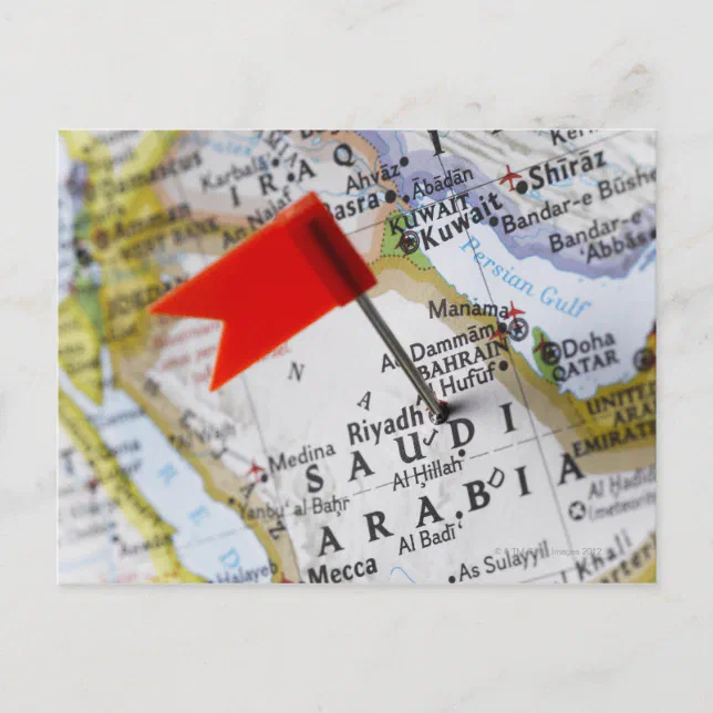 Map pin placed in Riyadh, Saudi Arabia on map, Postcard | Zazzle