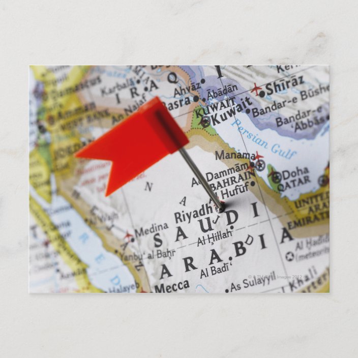 Map pin placed in Riyadh, Saudi Arabia on map, Postcard | Zazzle.com