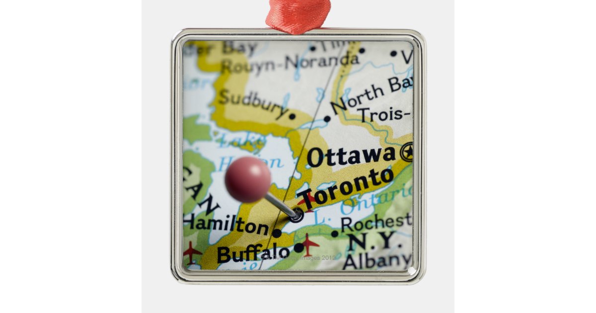 Map pin placed on Toronto, Canada on map, Metal Ornament | Zazzle