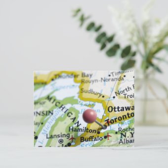 Map pin placed on Toronto, Canada on map, Postcard | Zazzle