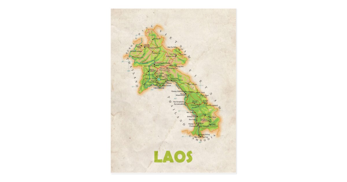 MAP POSTCARDS ♥ Laos | Zazzle.com