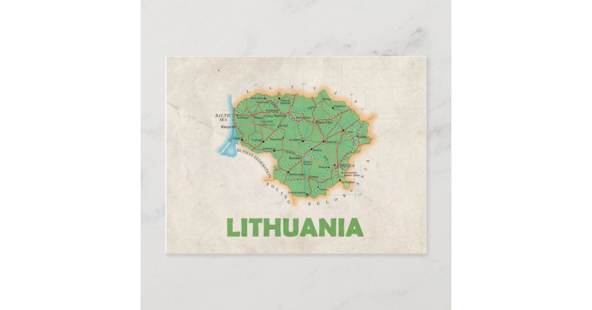 MAP POSTCARDS ♥ Lithuania | Zazzle