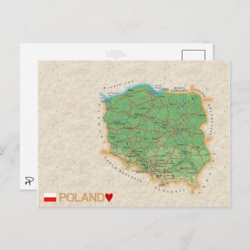 MAP POSTCARDS ♥ Poland | Zazzle