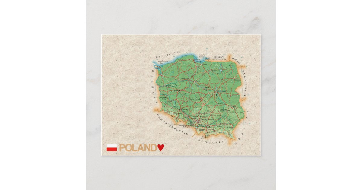 MAP POSTCARDS ♥ Poland | Zazzle