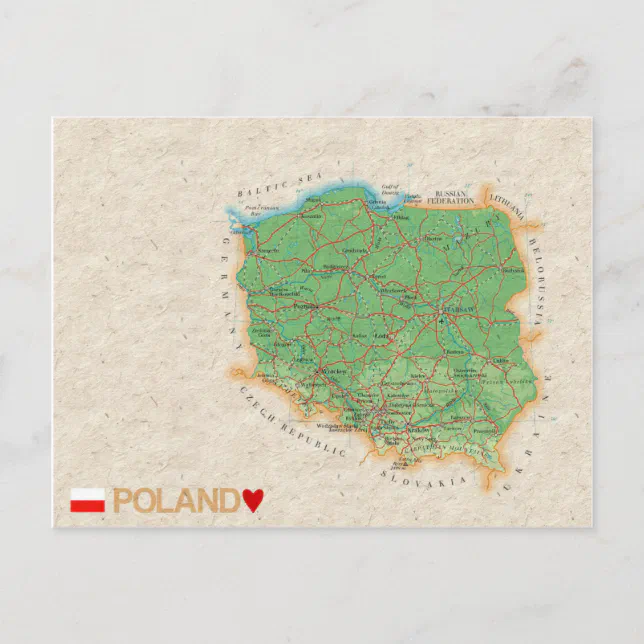 MAP POSTCARDS ♥ Poland | Zazzle