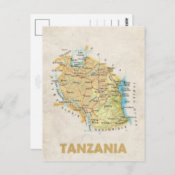 MAP POSTCARDS ♥ Tanzania | Zazzle