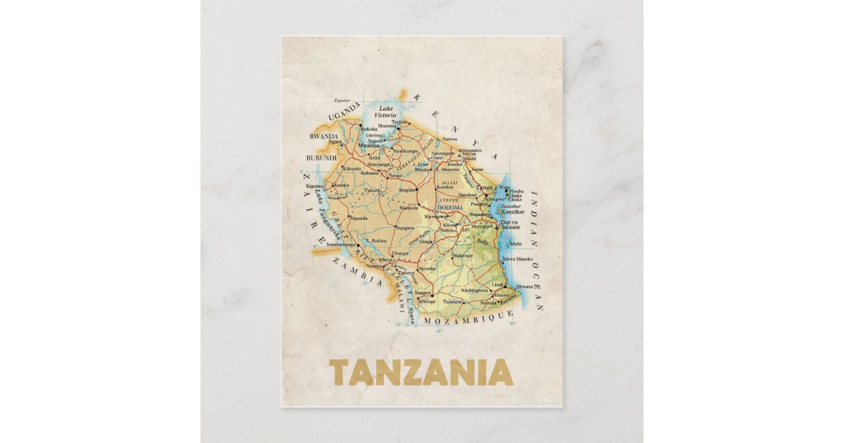 MAP POSTCARDS ♥ Tanzania | Zazzle