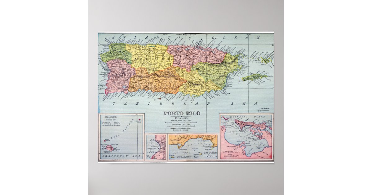 MAP: PUERTO RICO, 1900 POSTER | Zazzle