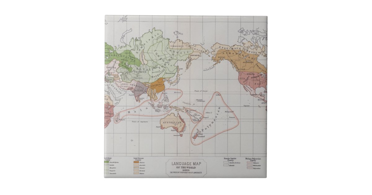 Map showing the Languages of the World Ceramic Tile | Zazzle