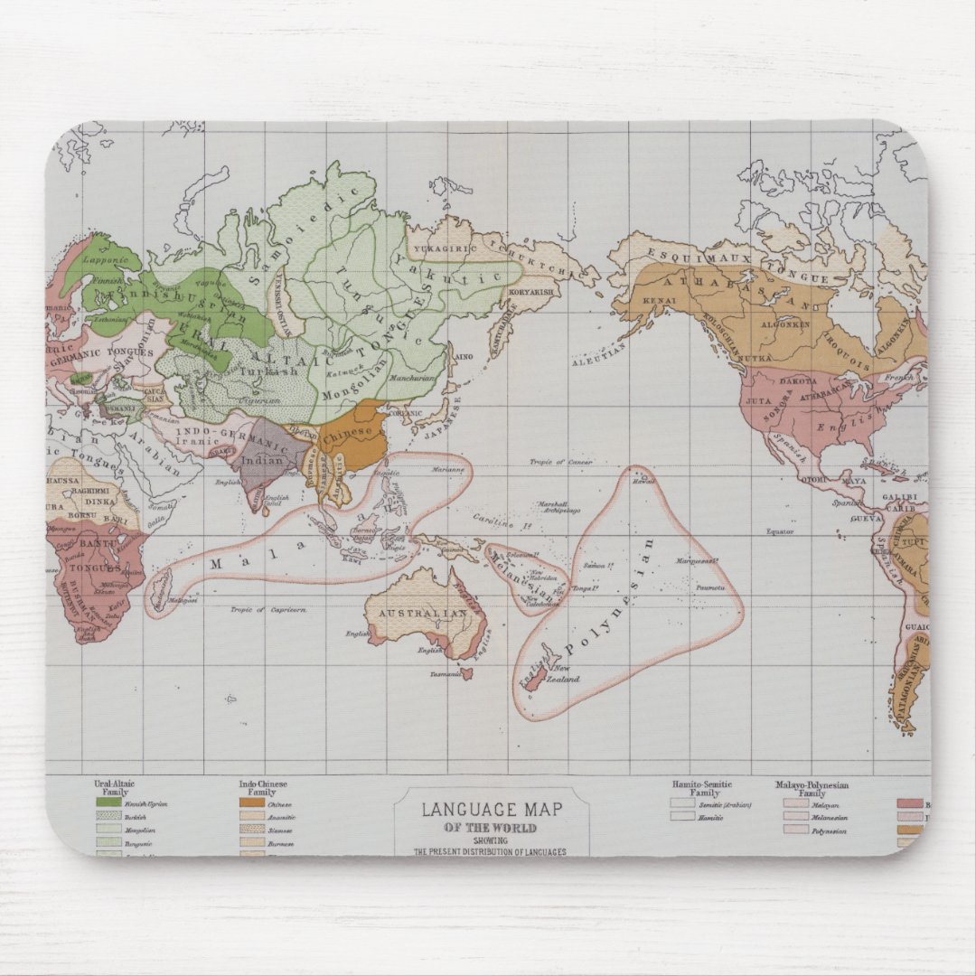 Map showing the Languages of the World Mouse Pad | Zazzle