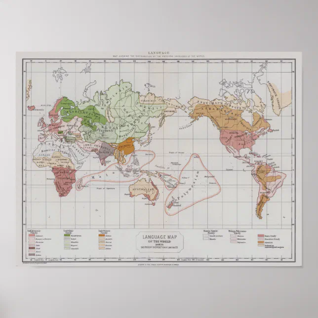 Map showing the Languages of the World Poster | Zazzle