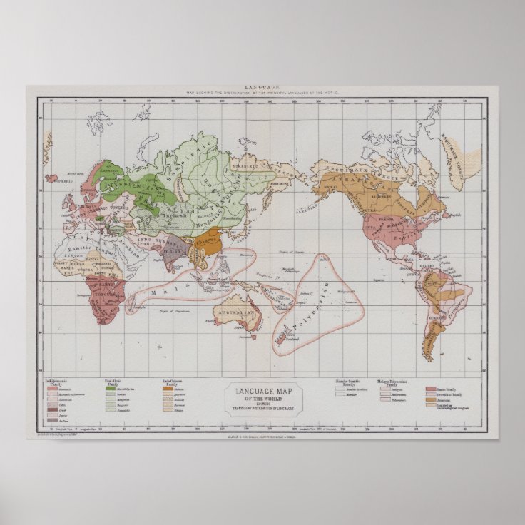 Map showing the Languages of the World Poster | Zazzle
