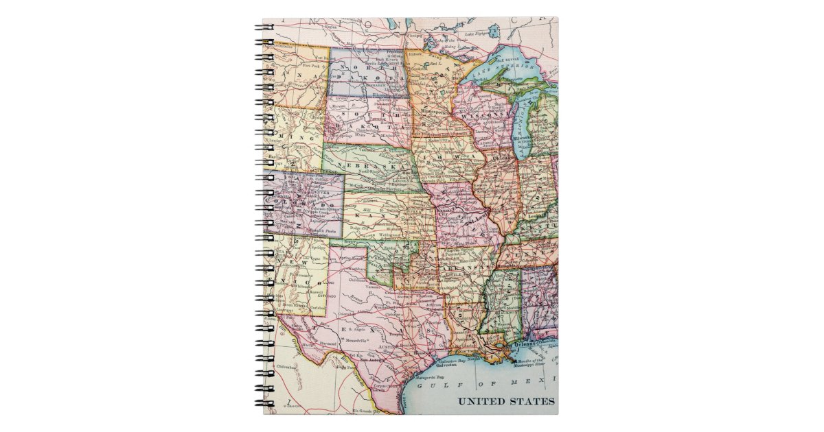 Map: United States, 1905 Notebook | Zazzle