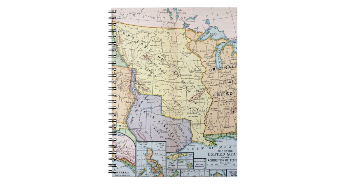 Map: US Expansion, 1905 Notebook | Zazzle