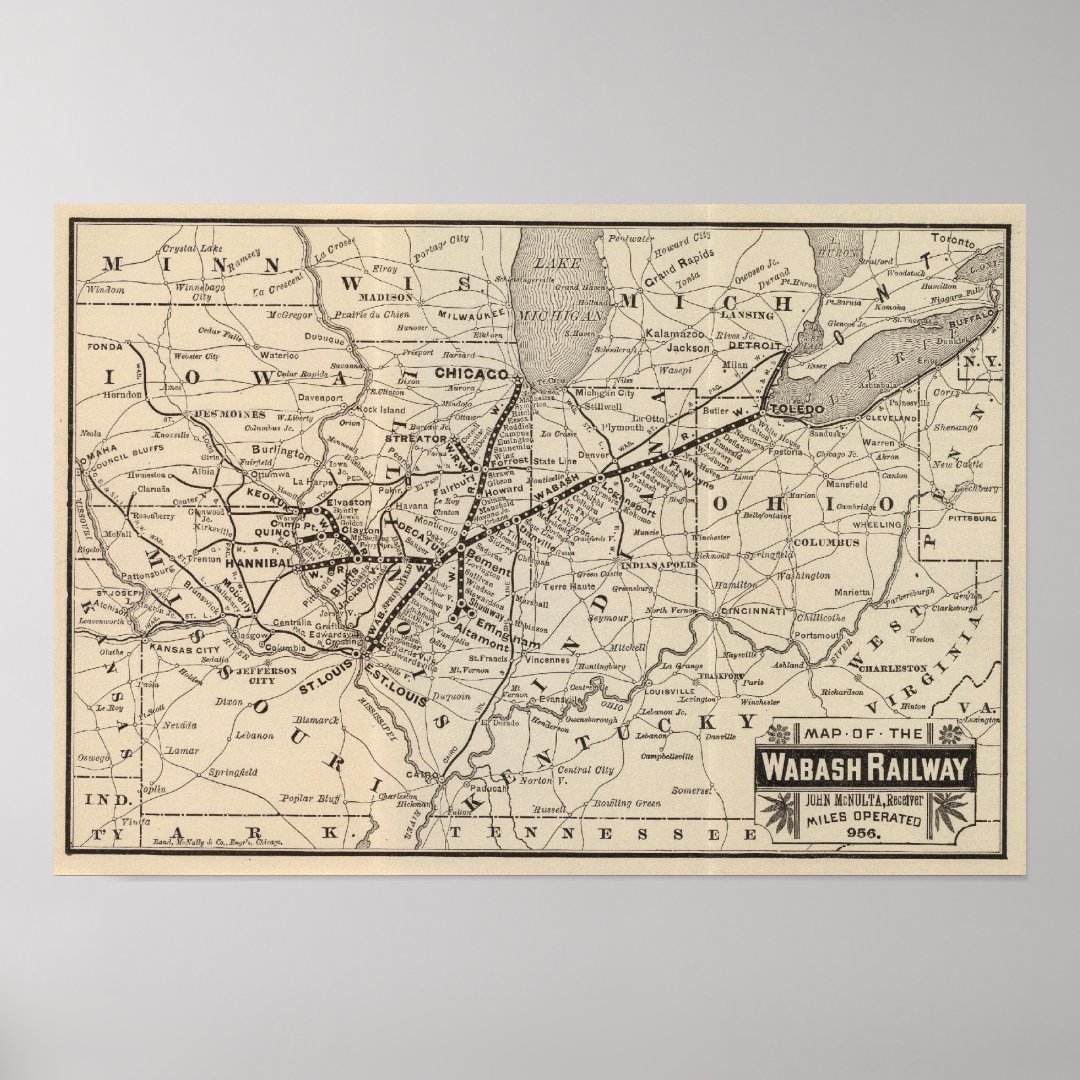 Map Wabash Railway Poster | Zazzle