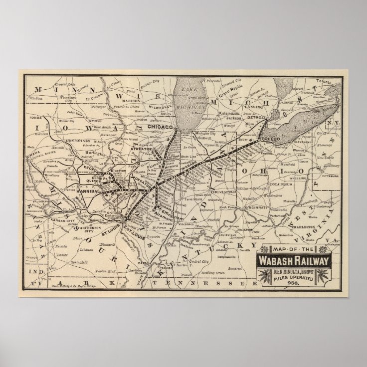 Map Wabash Railway Poster | Zazzle