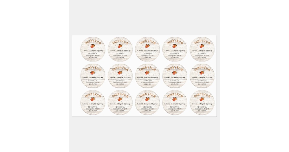 Maple Leaf Cutout Maple Syrup Waterproof Labels | Zazzle