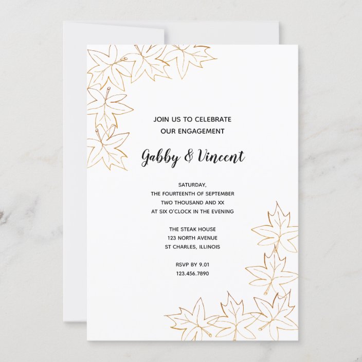 Maple Leaf Edge Fall Engagement Party Invitation | Zazzle.com