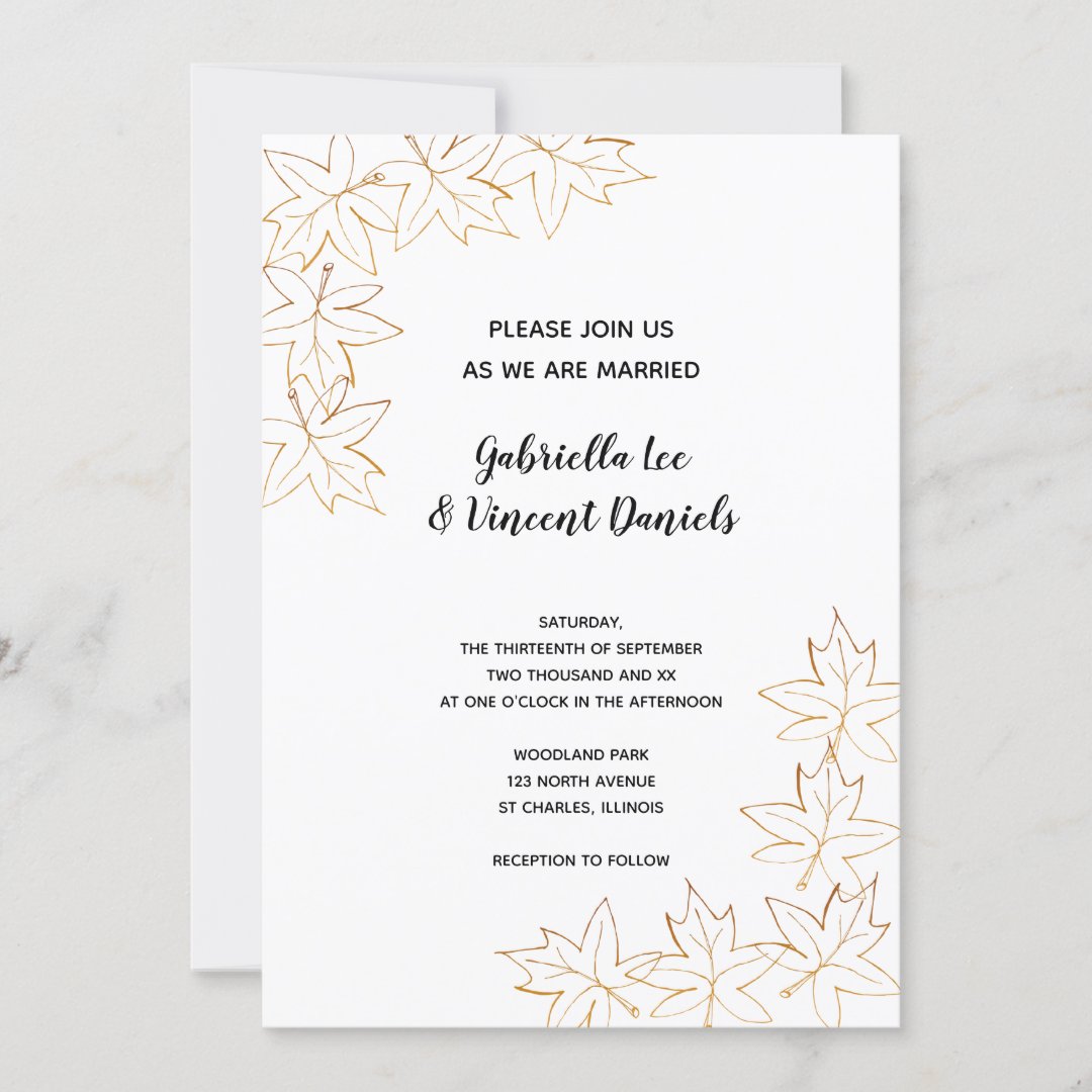 Maple Leaf Edge Fall Wedding Invitation | Zazzle