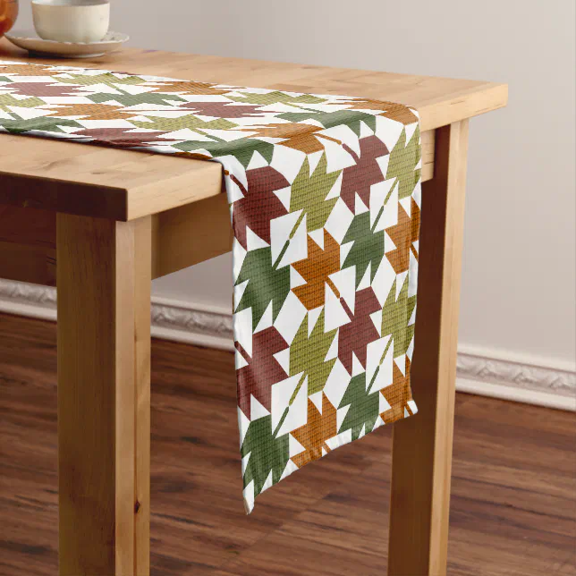 Maple Leaf Quilt Pattern Design 1 Medium Table Runner | Zazzle