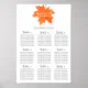 Maple leaf thanksgiving dinner Table Planner 1-9 Poster | Zazzle