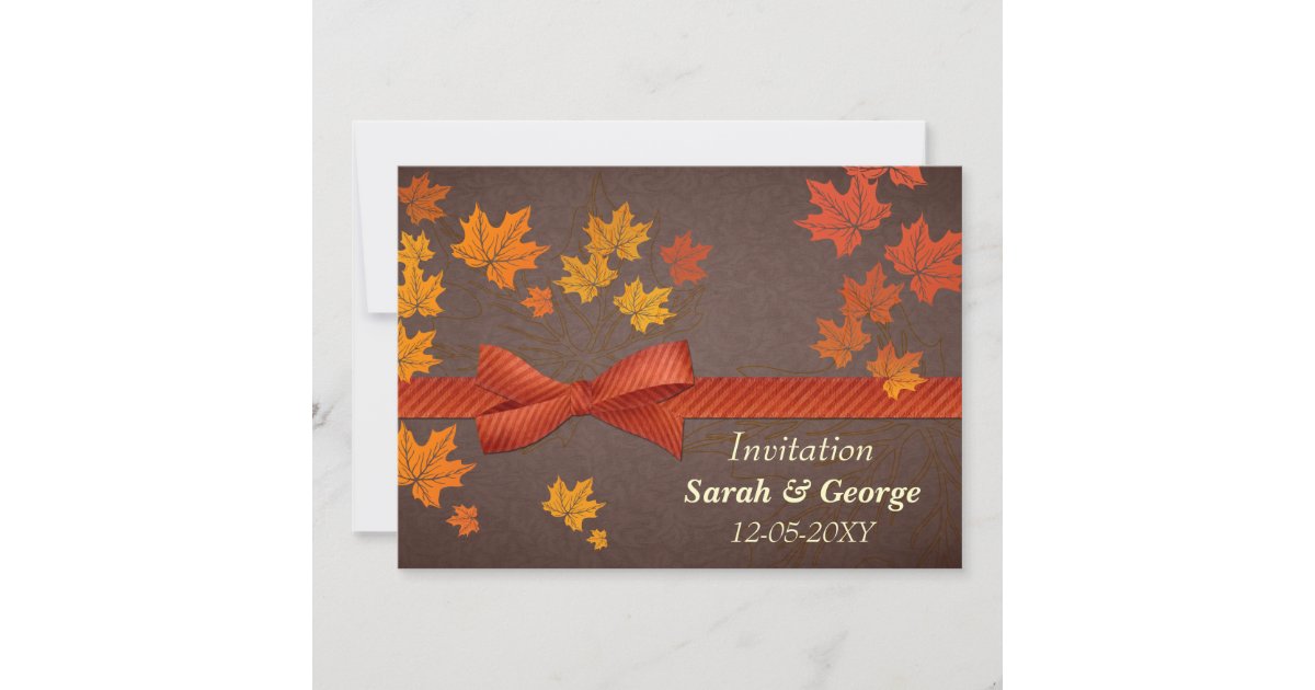 maple leaves, autumn wedding invitation | Zazzle