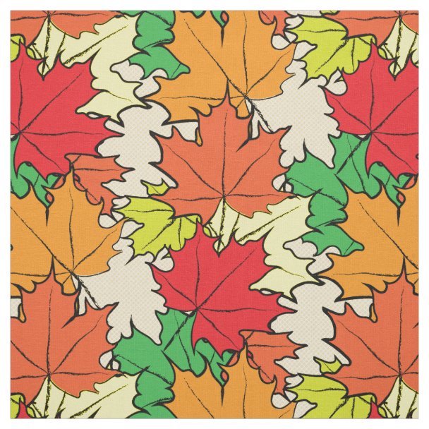 Red Maple Leaves Pattern Fabric | Zazzle