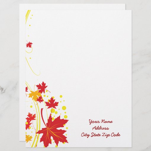 Maple leaves in fall colors custom letterhead | Zazzle