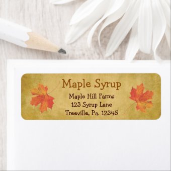 Maple Leaves Maple Syrup Label Small | Zazzle