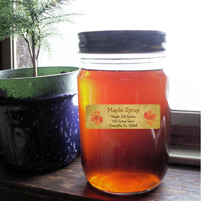 Maple Leaves Maple Syrup Label Small | Zazzle