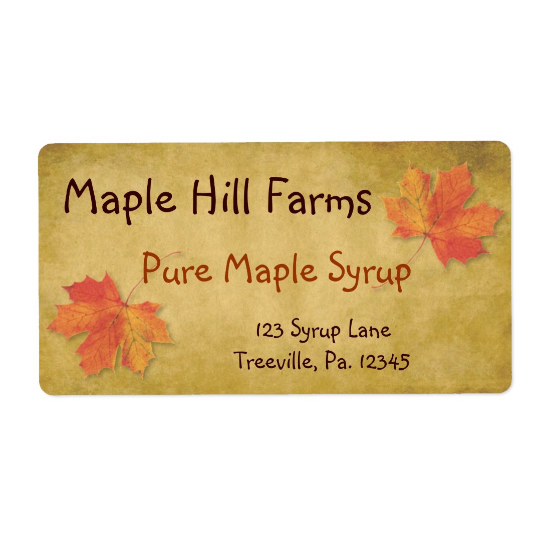 Maple Leaves Maple Syrup Product Label | Zazzle