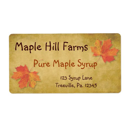 Maple Leaves Maple Syrup Product Label | Zazzle