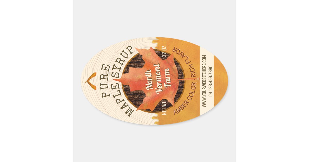 Maple Syrup Autumn Leaf Custom Business Jar Labels | Zazzle