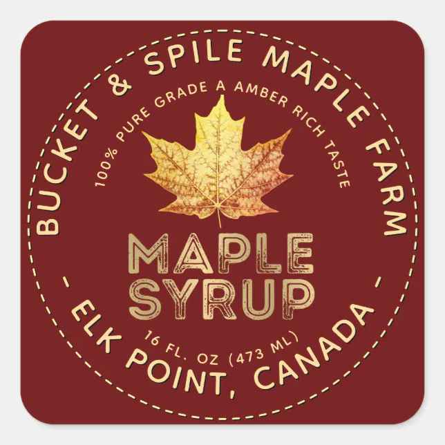 Maple Syrup Label Autumn Maple Leaf Gold Text | Zazzle