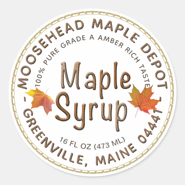 Maple Syrup Label Autumn Maple Leaves with Border | Zazzle