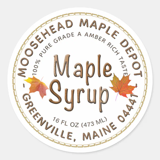 Maple Syrup Label Autumn Maple Leaves with Border | Zazzle