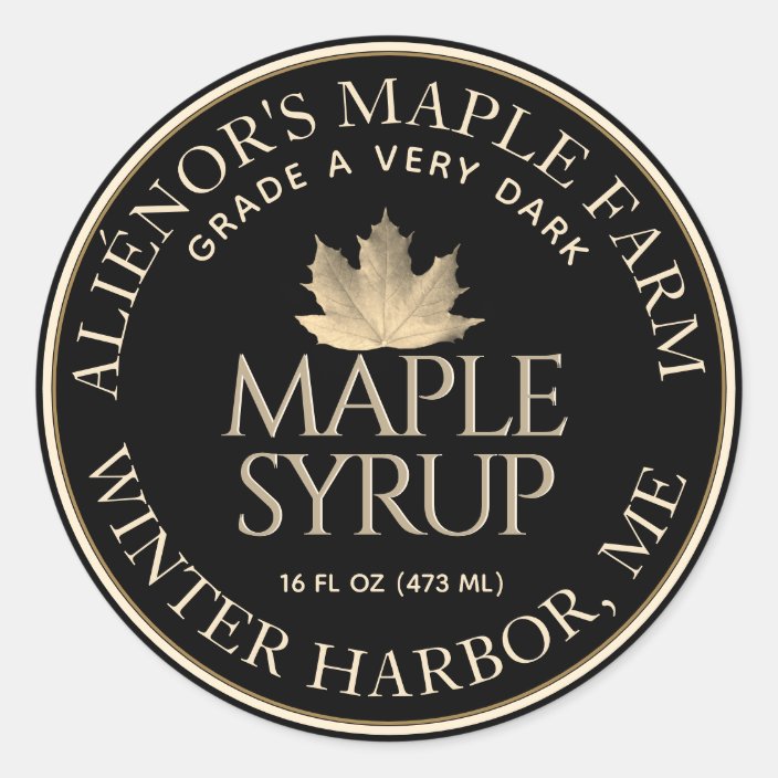 Maple Syrup Label Black with Gold Leaf | Zazzle.com