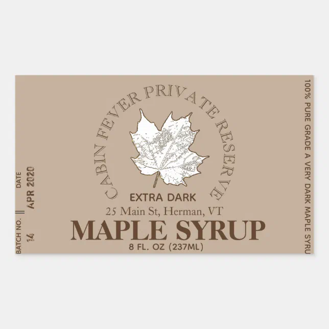 Maple Syrup Label Circular Logo (Batch and Date) | Zazzle