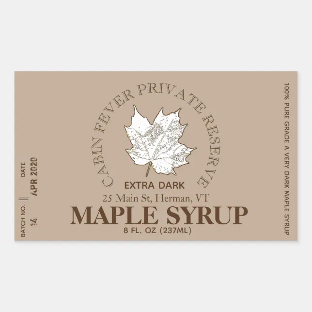 Maple Syrup Label Circular Logo (Batch and Date) | Zazzle