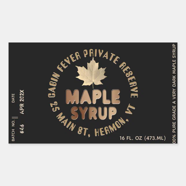 Maple Syrup Label Circular Logo Batch & Date Bold | Zazzle