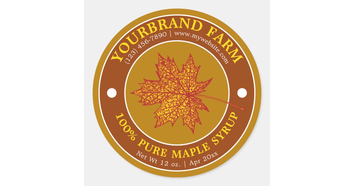 Maple Syrup Leaf Label Template | Zazzle