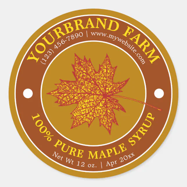 Maple Syrup Leaf Label Template | Zazzle
