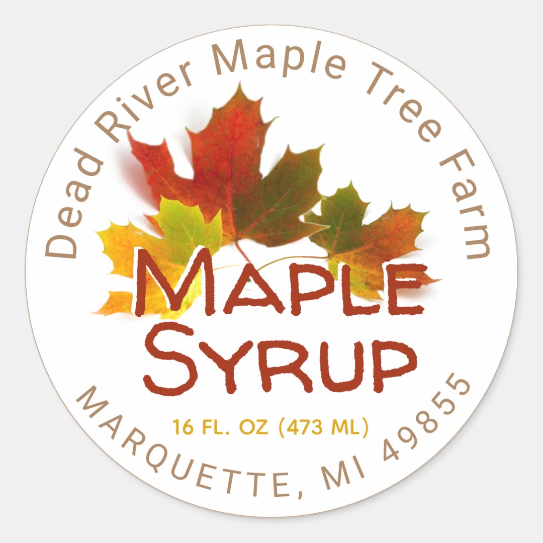 Maple Syrup Maple Leaf Trio Editable Label | Zazzle