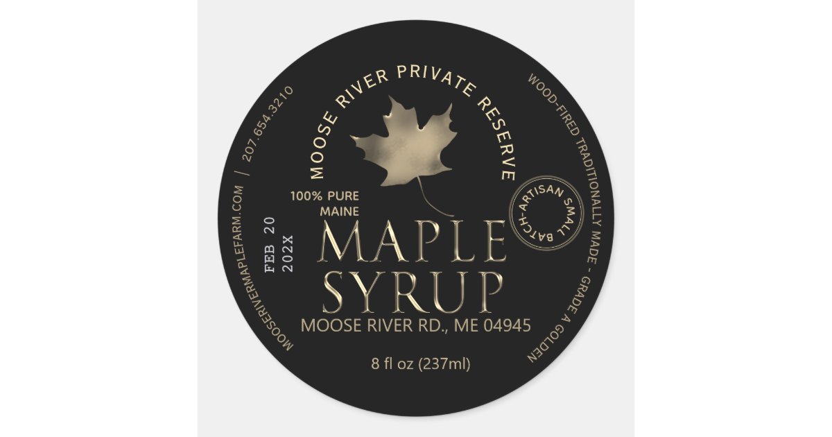 MAPLE SYRUP Private Reserve Gold Leaf Harvest Date Classic Round ...