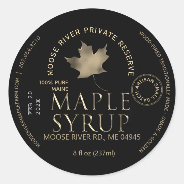 MAPLE SYRUP Private Reserve Gold Leaf Harvest Date Classic Round ...