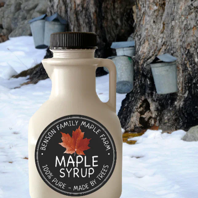 Maple Syrup Product Label 100% PURE -MADE BY TREES | Zazzle