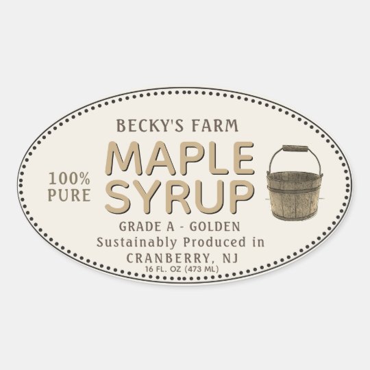Maple Syrup Sap Bucket Border Oval Sticker | Zazzle.com