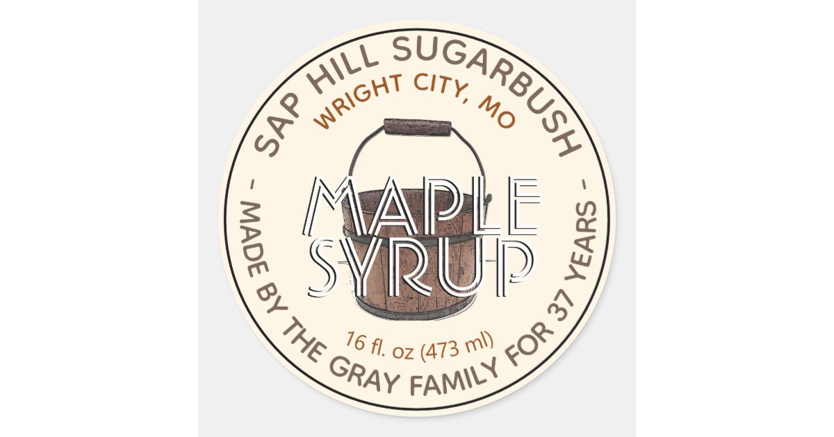 Maple Syrup Sap Bucket Editable Label | Zazzle